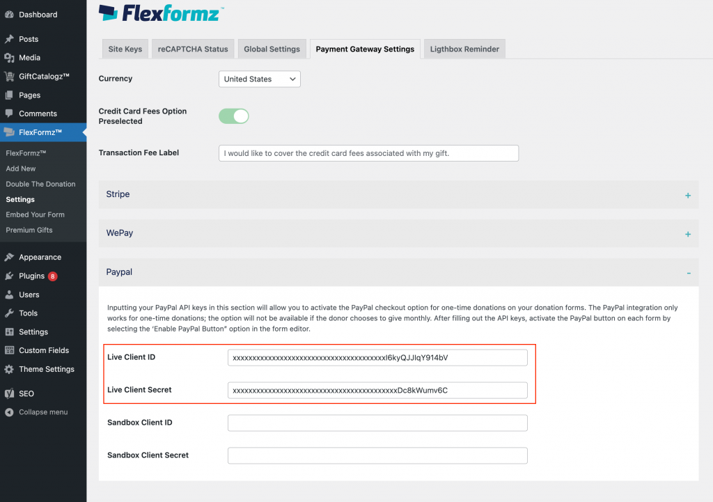 Payment Options - FlexFormz Documentation